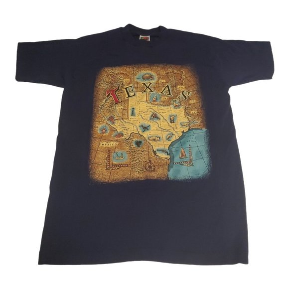 Fruit of the Loom | Shirts | Vintage Single Stitch Texas State Map ...